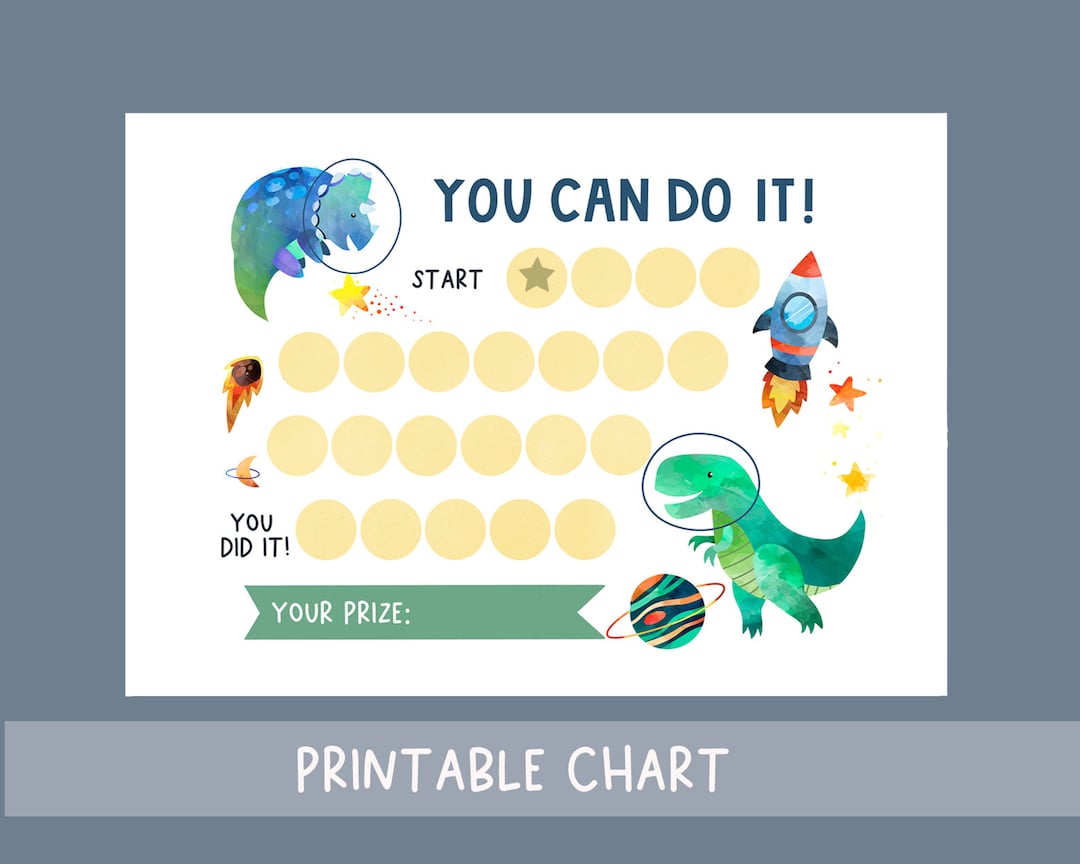 DINOSAUR Reward Chart Printable, Kids Chore Chart, Prize Chart Print ...
