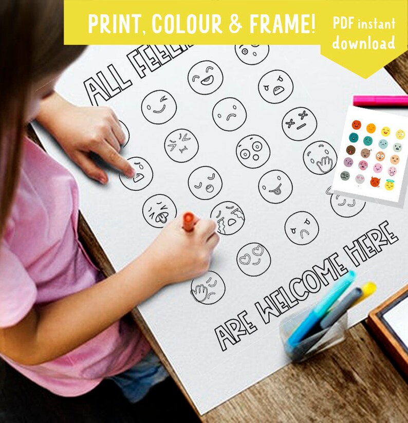 Children's Coloring Poster Kids Coloring Wall Art Kids - Etsy