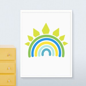 Nursery Wall Art Set, Rainbow Dinosaur, Kids Room Poster, Scandi Kids ...