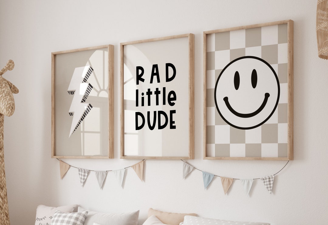 Rad Little Dude Print, Lightning Bolt Print, Gallery Wall, Neutral Boys ...