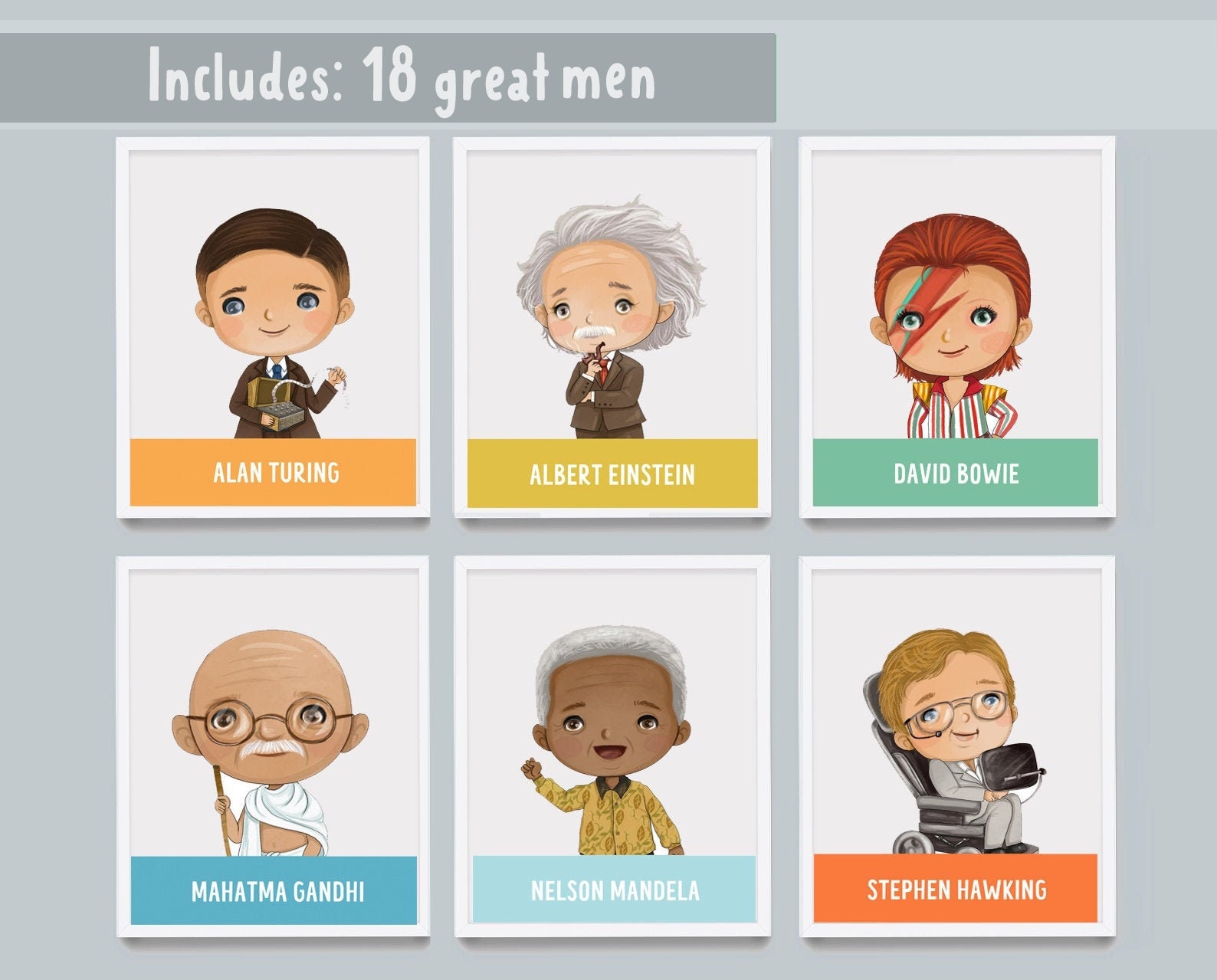 Influential Men in History Prints Kids Wall Art Classroom - Etsy