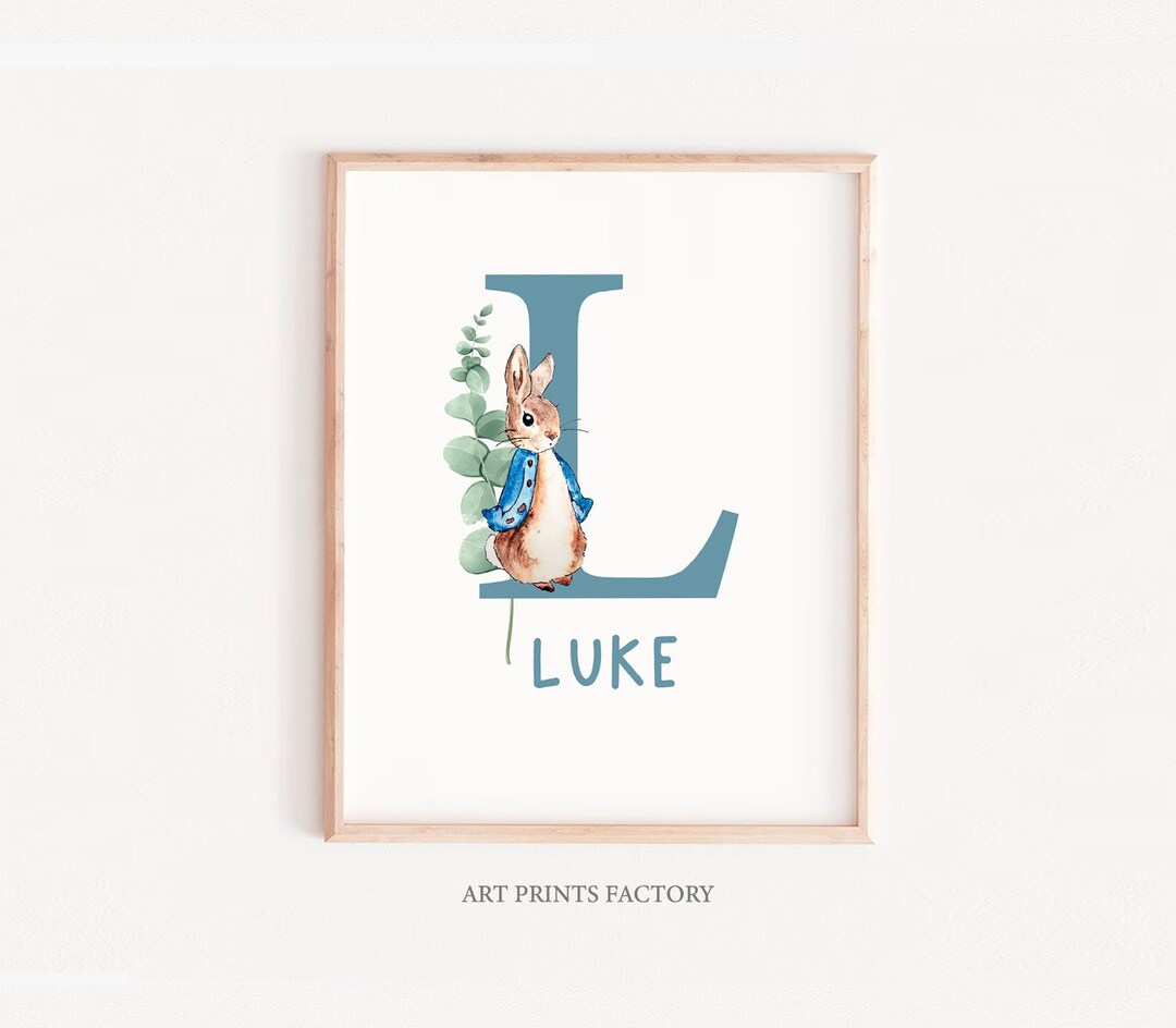 Peter Rabbit Nursery Letter, CUSTOM Nursery Prints, Initial Print, Baby ...