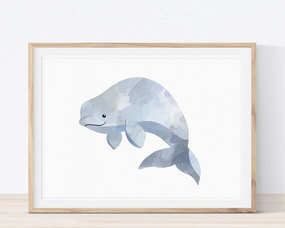 Beluga Print Beluga Whale Wall Art HAPPY Nautical Decor | Etsy