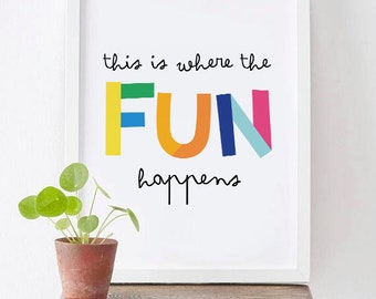 Bright Fun Wall Art | Etsy