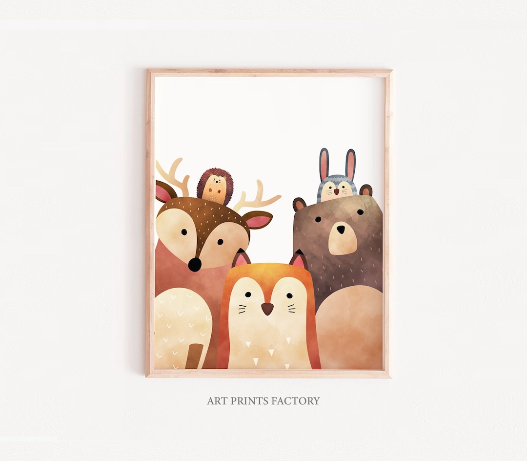 Nursery Wall Art All Animals, Animals Nursery Decor,selfie Animals, A4 ...