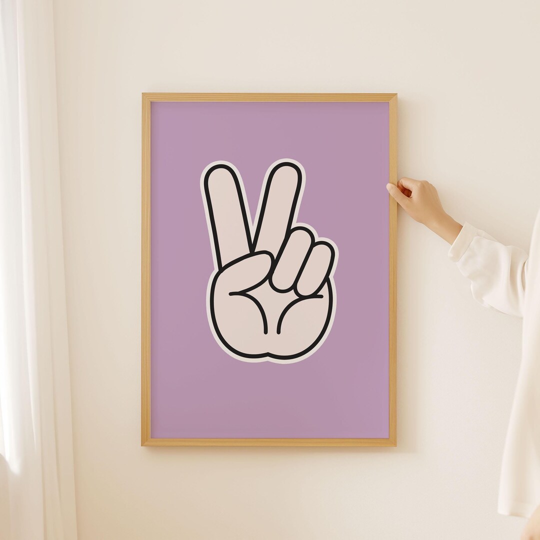 Purple Peace Sign Art Print: Retro Nursery, Playroom Decor (digital ...