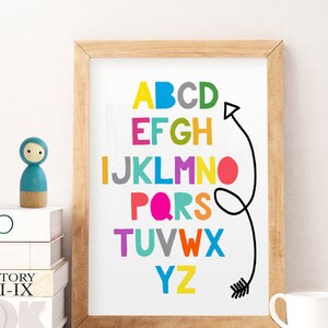Alphabet Arrow Poster, Colorful Nursery Wall Decor, ABC Art, Nursery ...
