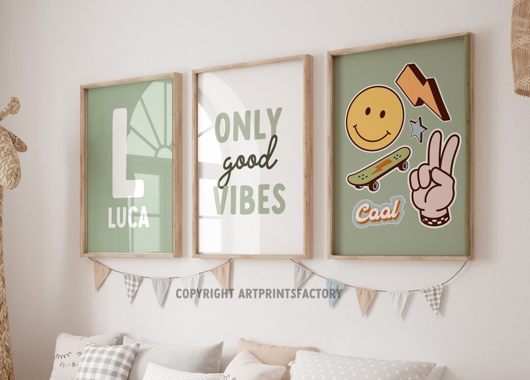 Personalized Name Print Set: Modern Boy Nursery Decor (digital Download ...