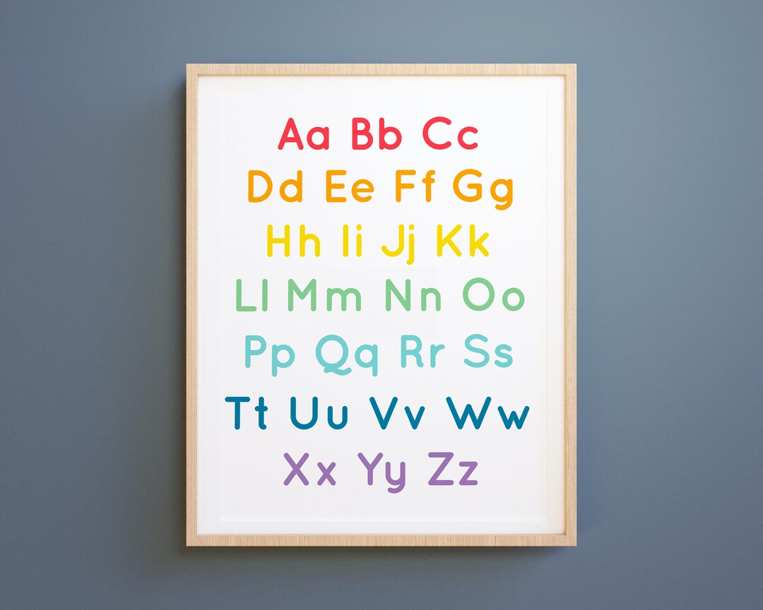 Rainbow Alphabet Print, Nursery Art, Homeschool Print, Kids Posters,abc ...