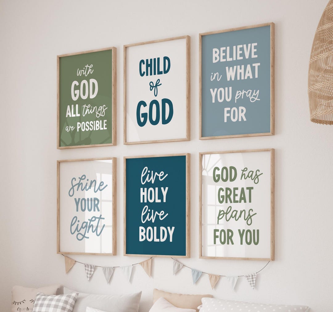 Christian Boys Room Decor: Set of 6 Bible Verse Prints (digital ...