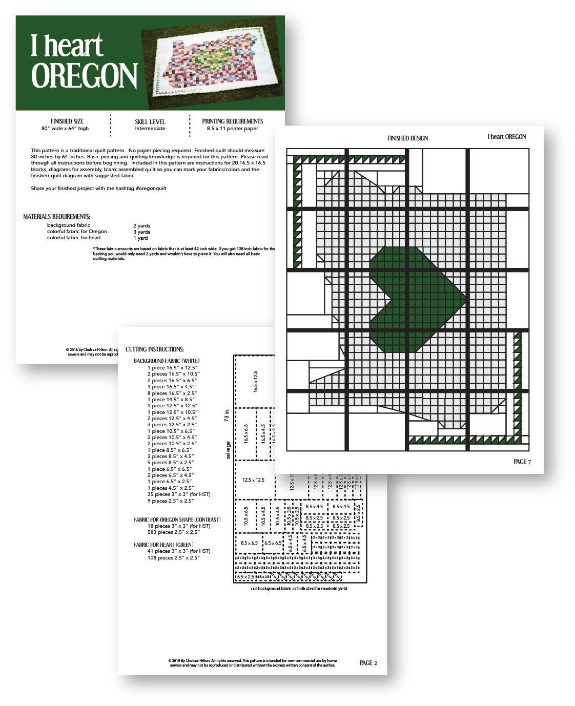 I Heart OREGON Quilt Pattern - Etsy