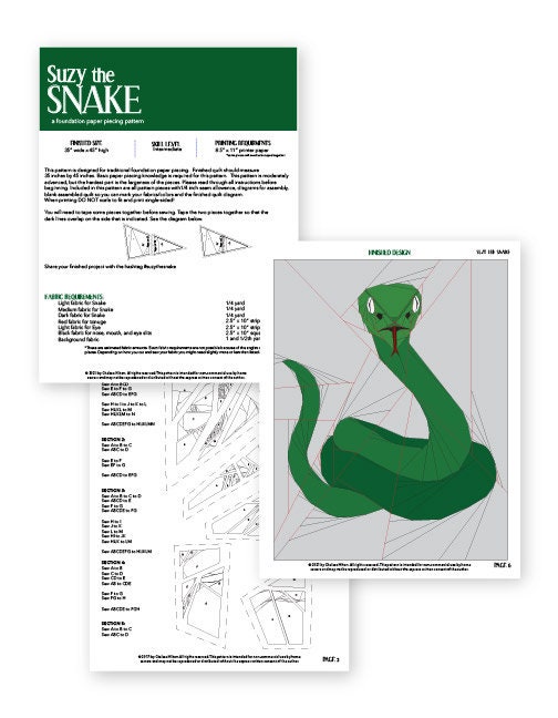 Suzy the Snake Paper Piecing Quilt Pattern - Etsy