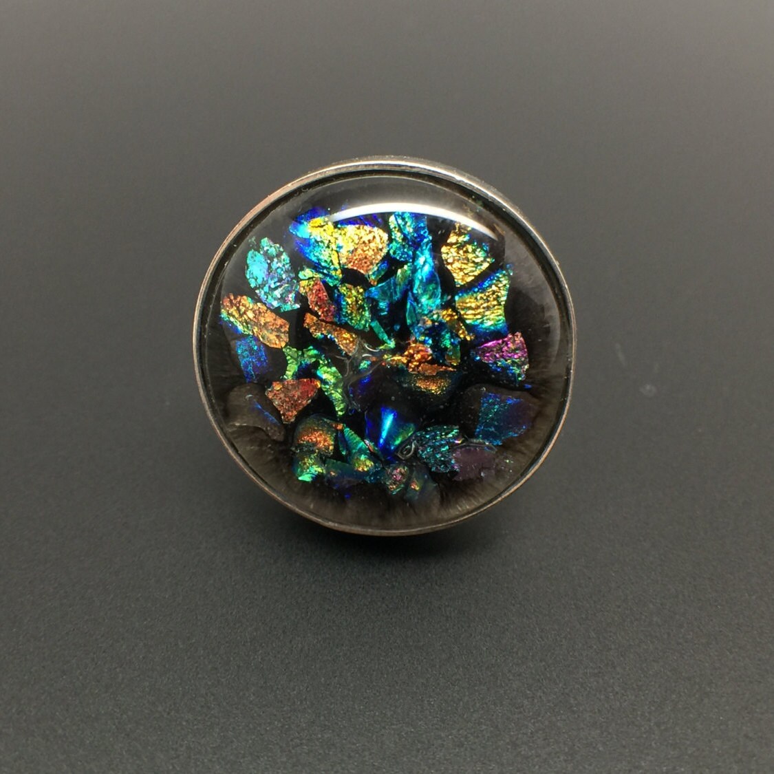 Dichroic Glass Ring, Black/multicolor Ring, Blue, Gold, Copper, Red ...