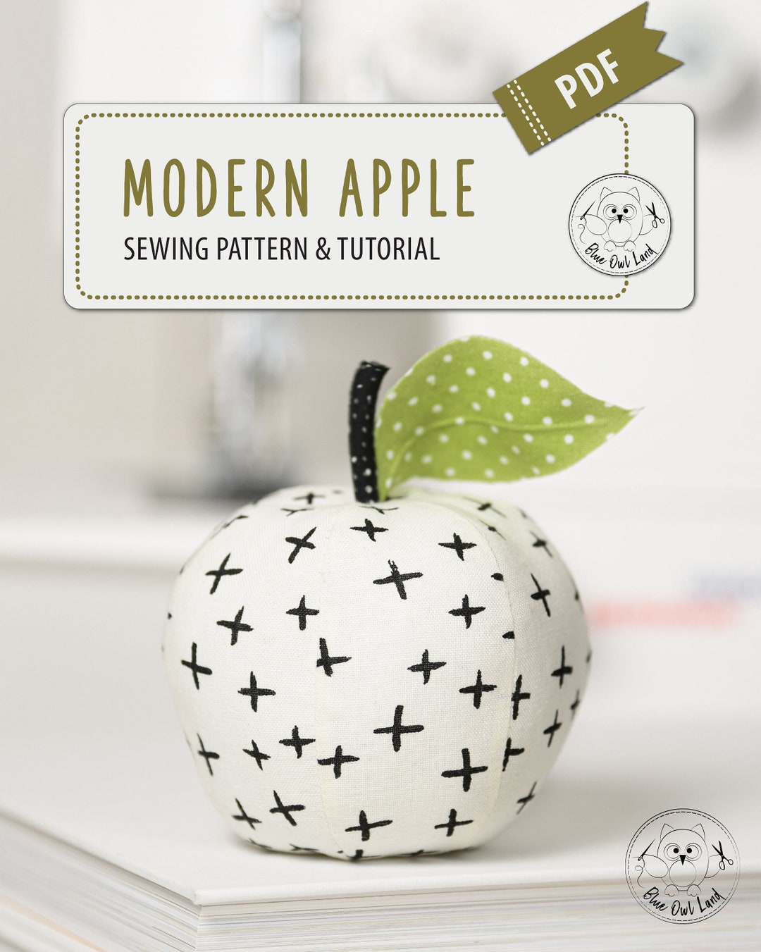 MODERN APPLE PDF Sewing Pattern Tutorial. Pin Cushion Pattern. Pdf ...