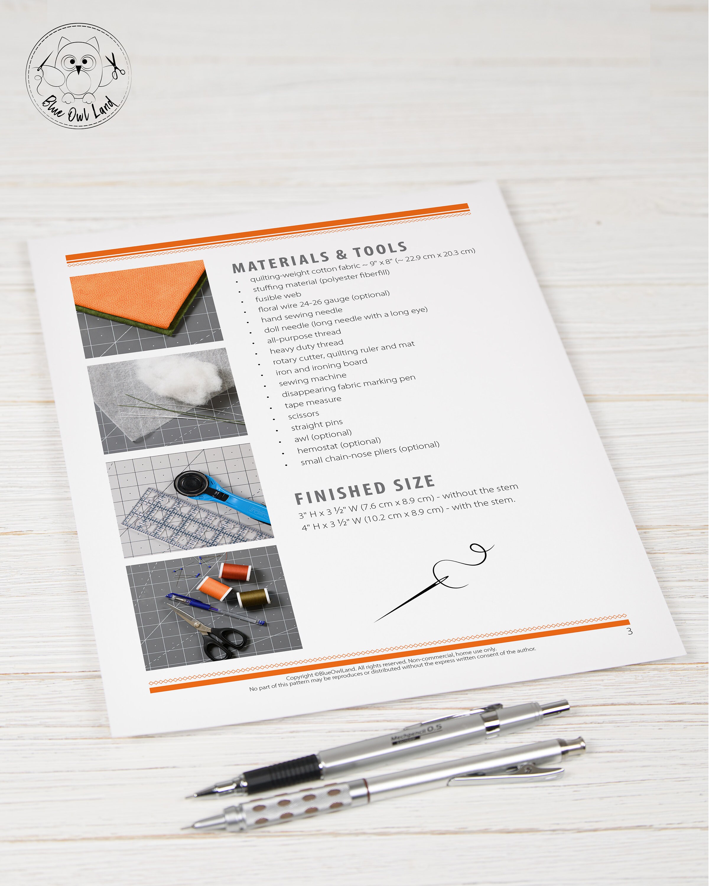 MODERN ORANGE PDF Sewing Pattern Tutorial. Orange Pattern. Pincushion ...