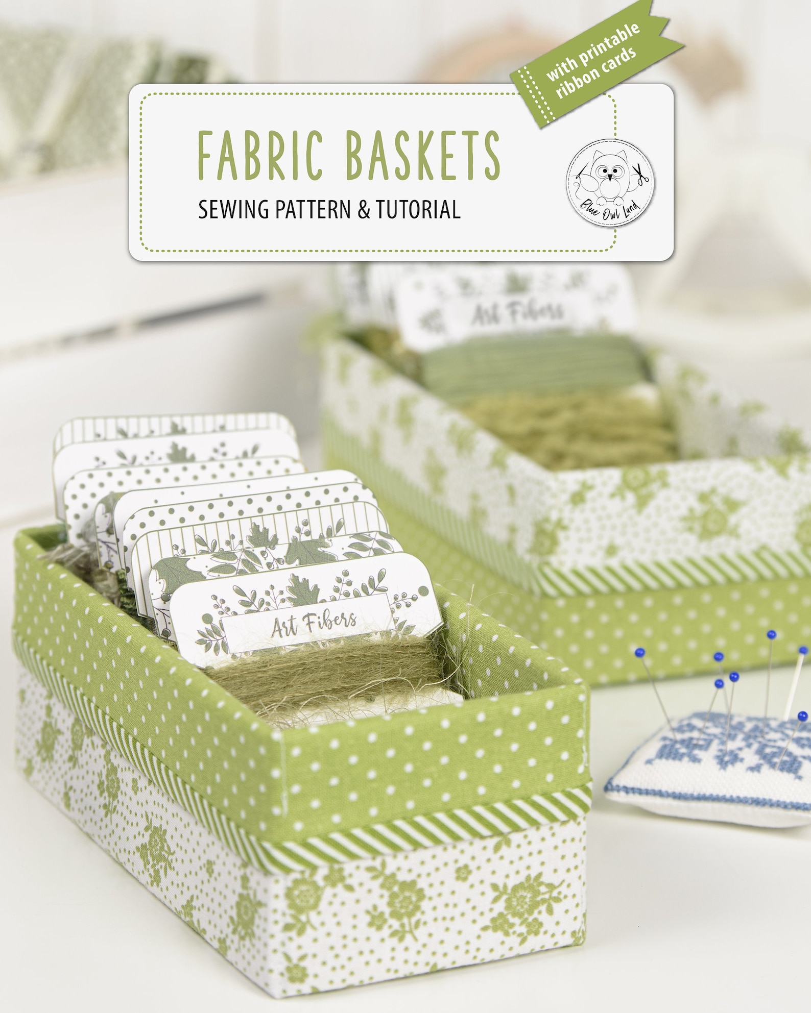 FABRIC BASKETS and Ribbon CARDS Sewing Pattern. Pdf Pattern and ...