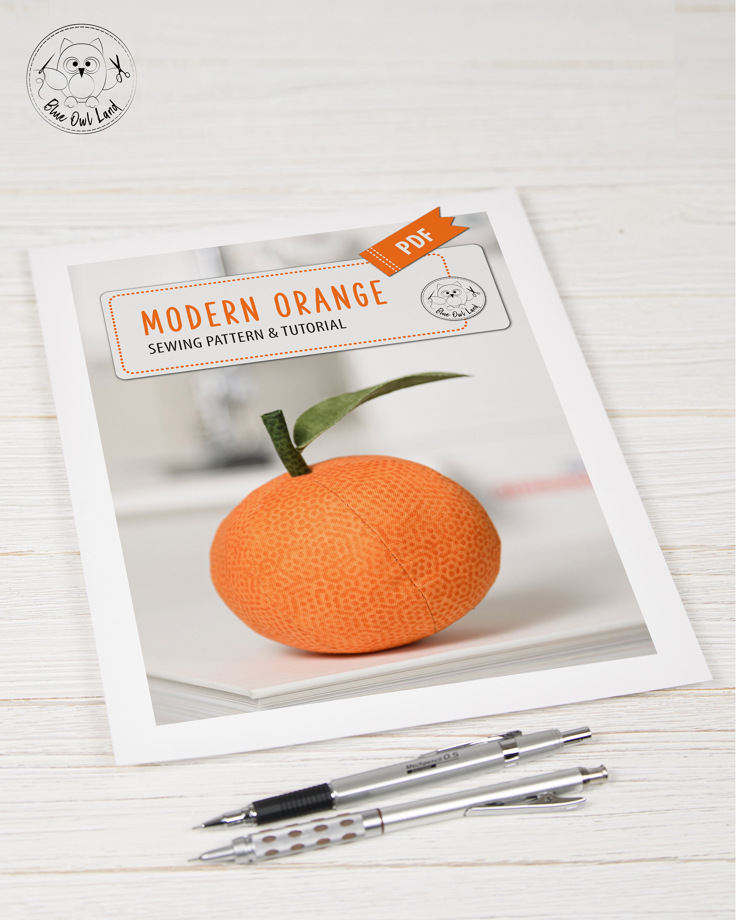 MODERN ORANGE PDF Sewing Pattern Tutorial. Orange Pattern. Pincushion ...