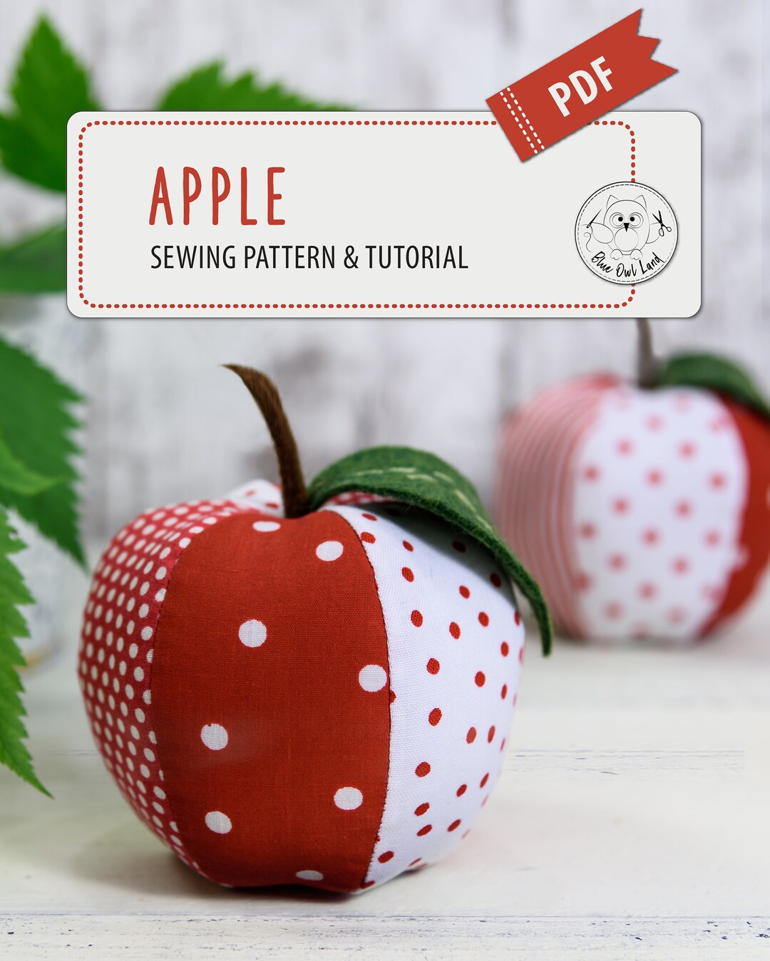 APPLE PDF Sewing Pattern Tutorial. Pin Cushion Pattern. Pdf Pattern ...