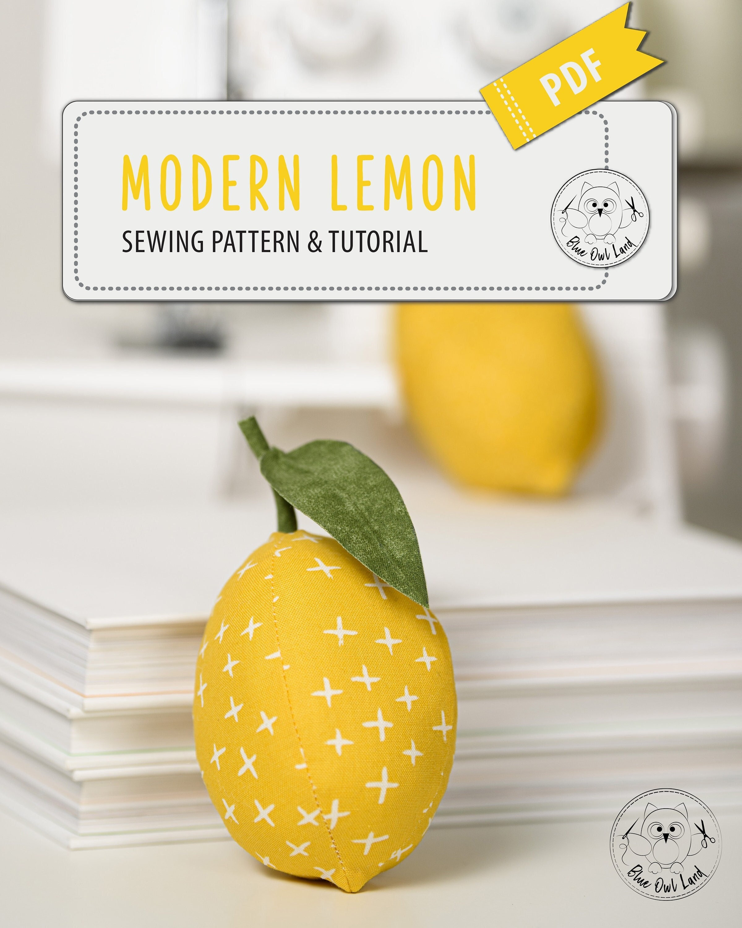 MODERN LEMON PDF Sewing Pattern Tutorial. Lemon Pattern. Pincushion Pattern. Lemon Pin Cushion ...