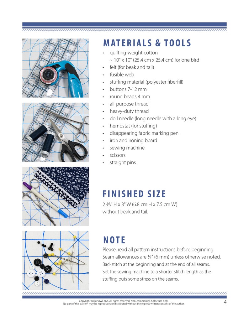 BIRDS PDF Sewing Pattern Tutorial. Bird Pattern. Bird Pin | Etsy