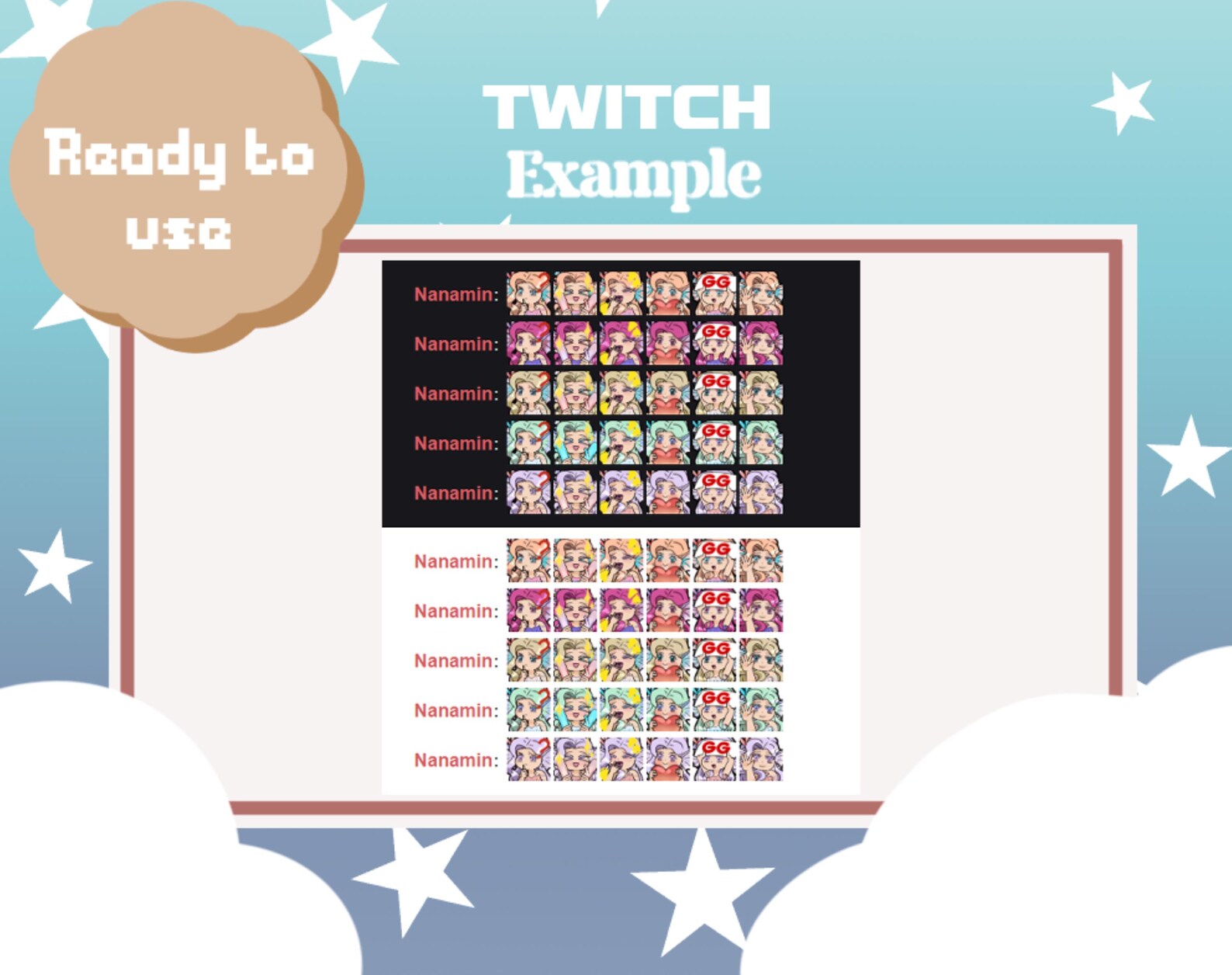 Marina Mermaid 6 Emotes Set for Twitch Streamers/112px/56px/28px - Etsy
