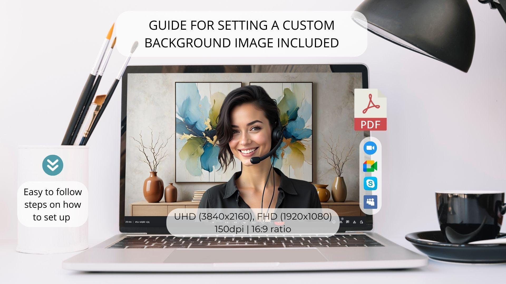 Modern Abstract Art Virtual Background for Zoom Meetings and Home ...