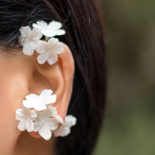 Wedding Earcuff With Flowers Bridal Ear Wrap Ear Climber - Etsy