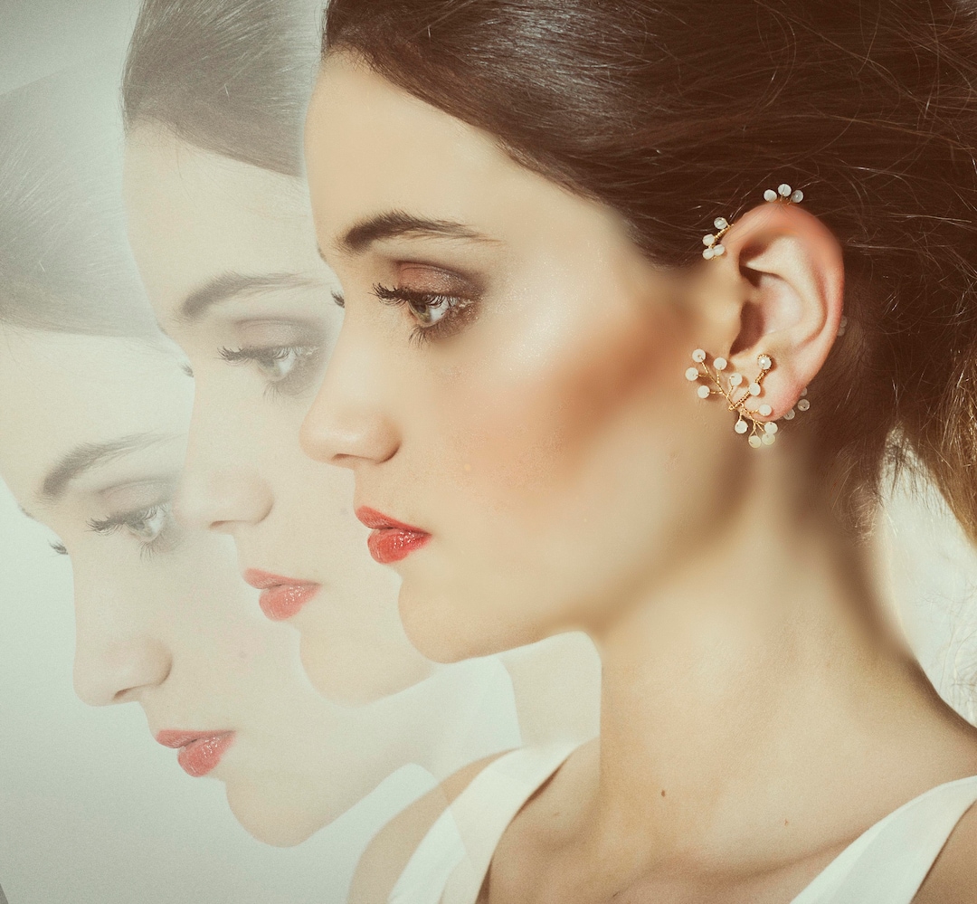Wedding Ear Cuff No Piercing, Bridal Ear Cuff, Wrap Wedding Earring ...