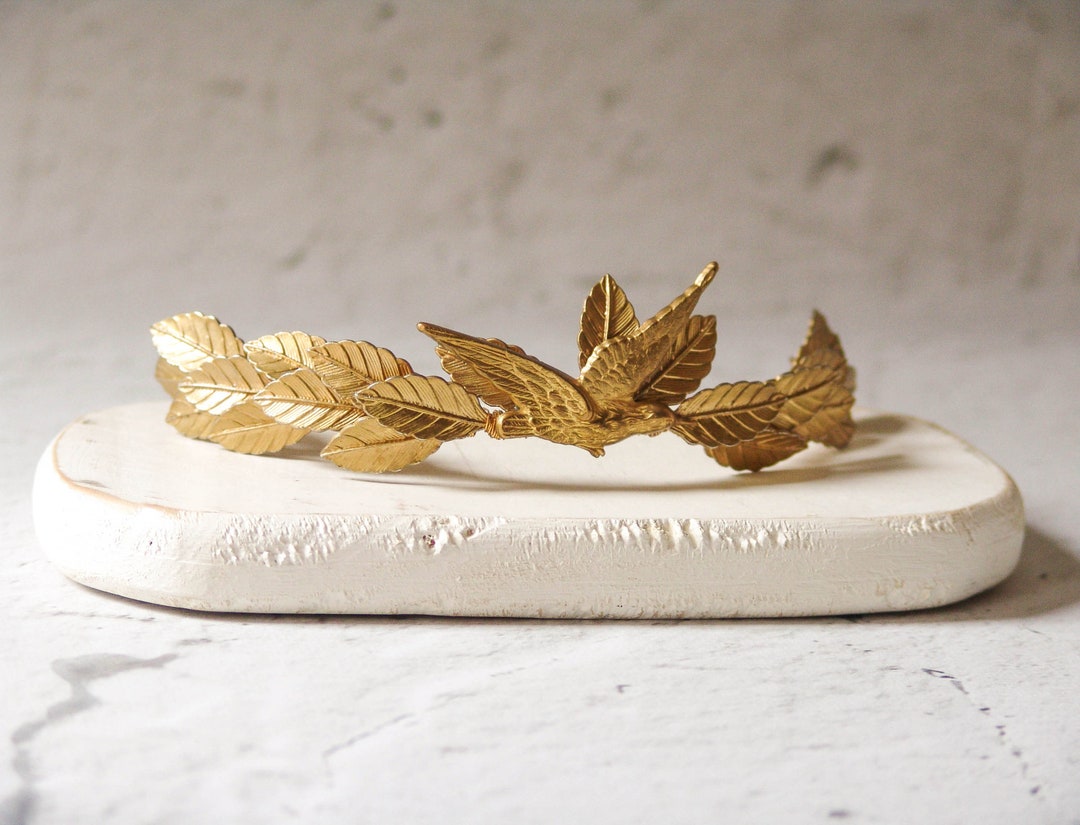 Bird Headpiece, Classy Wedding Leaves Tiara, Wedding Hair Piece Gold ...