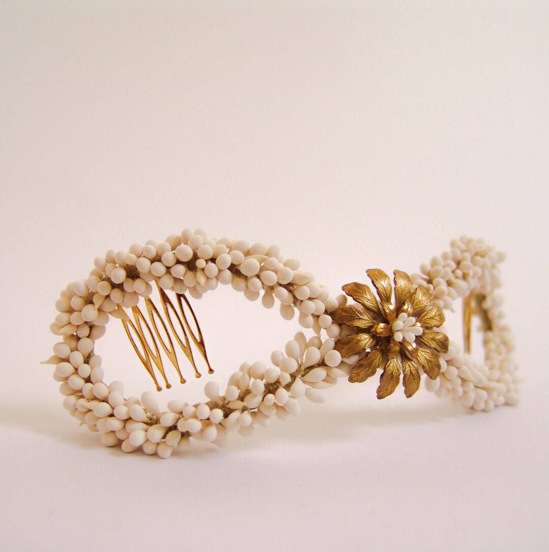 Bridal Comb Hair Piece, Gold Wedding Comb, Handmade Bridal Headpiece ...