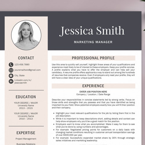 Modern Resume Design Resume Template Word CV Template Word | Etsy UK