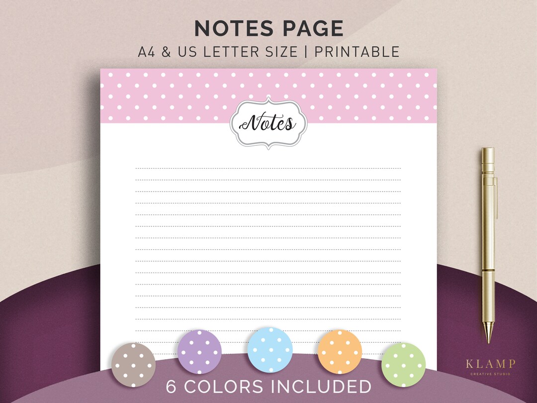 Notes Page Printable Filofax Inserts, Filofax Printable, Planner ...