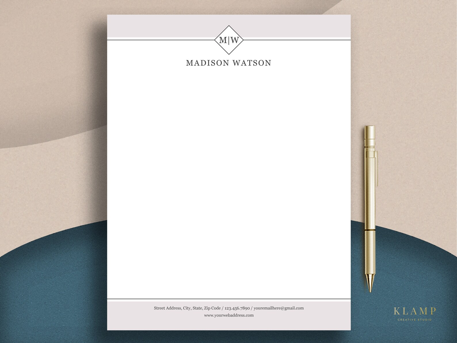 Letterhead Template for Word and Pages, Personalized Letterhead ...