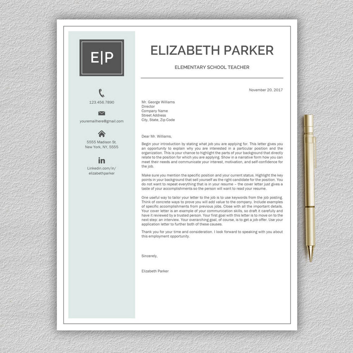 Teacher Resume Template for Word / Resume Teacher CV Teacher Teaching ...