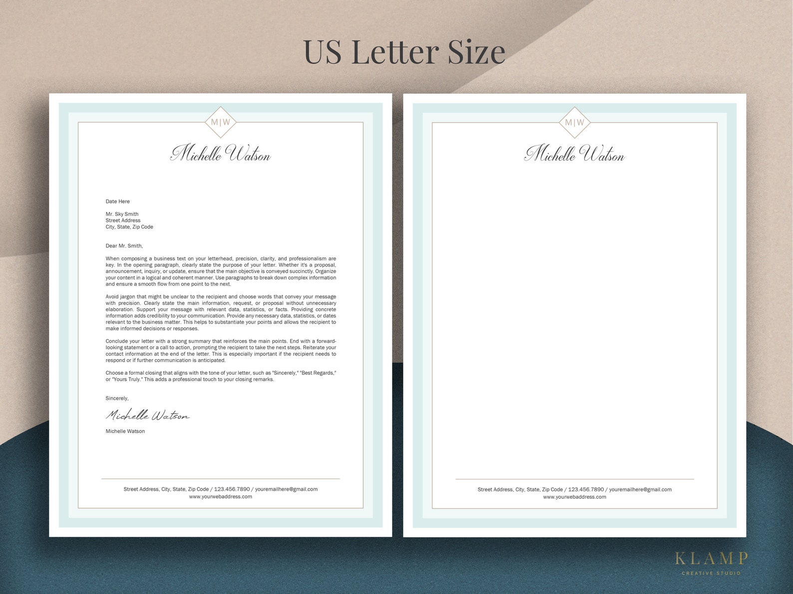 Letterhead Template for Word, Personalized Letterhead Apple Pages ...