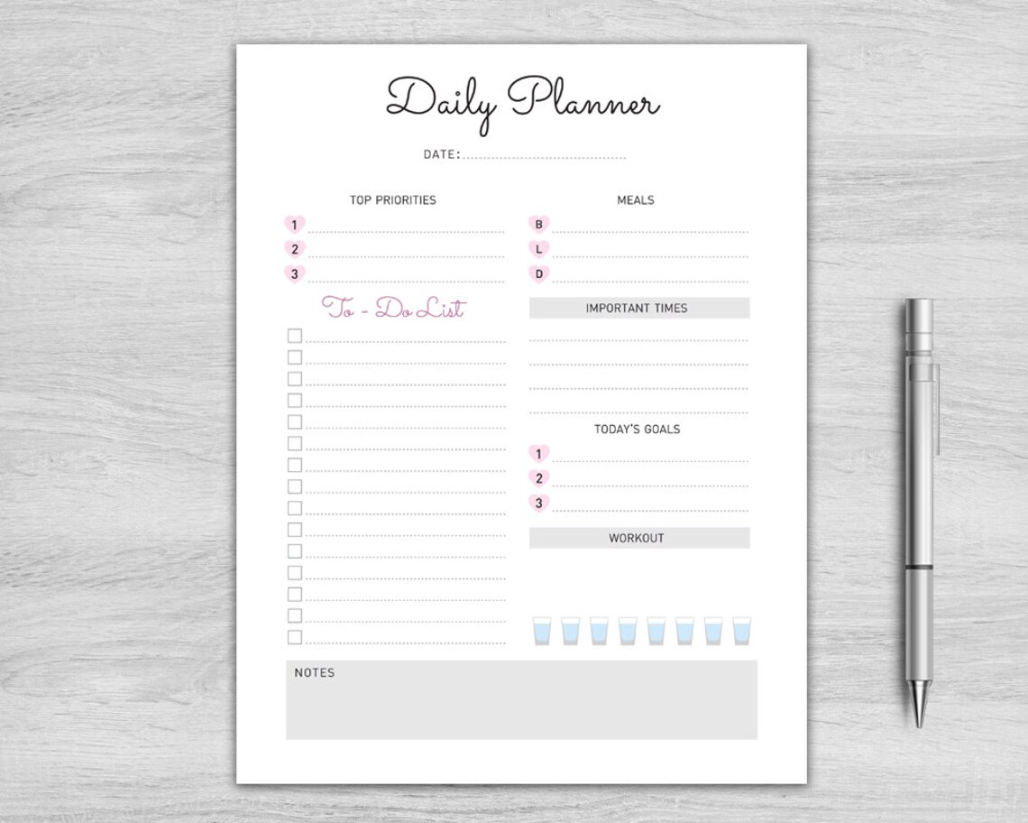Daily Planner Printable, Daily to Do List, Day Organizer, Daily ...