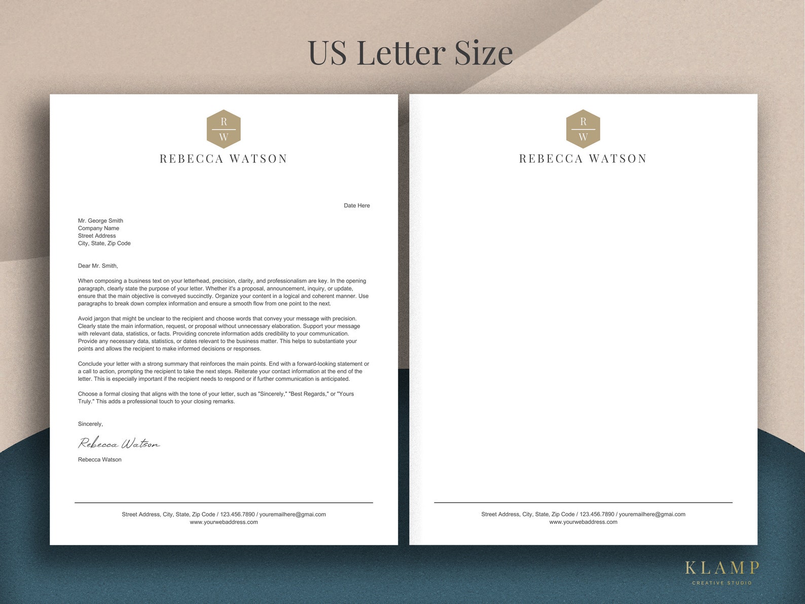 Letterhead Template for Word and Pages, Personalized Letterhead ...