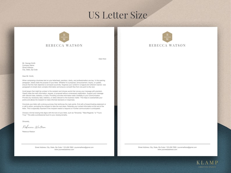 Letterhead Template for Word and Pages, Personalized Letterhead ...