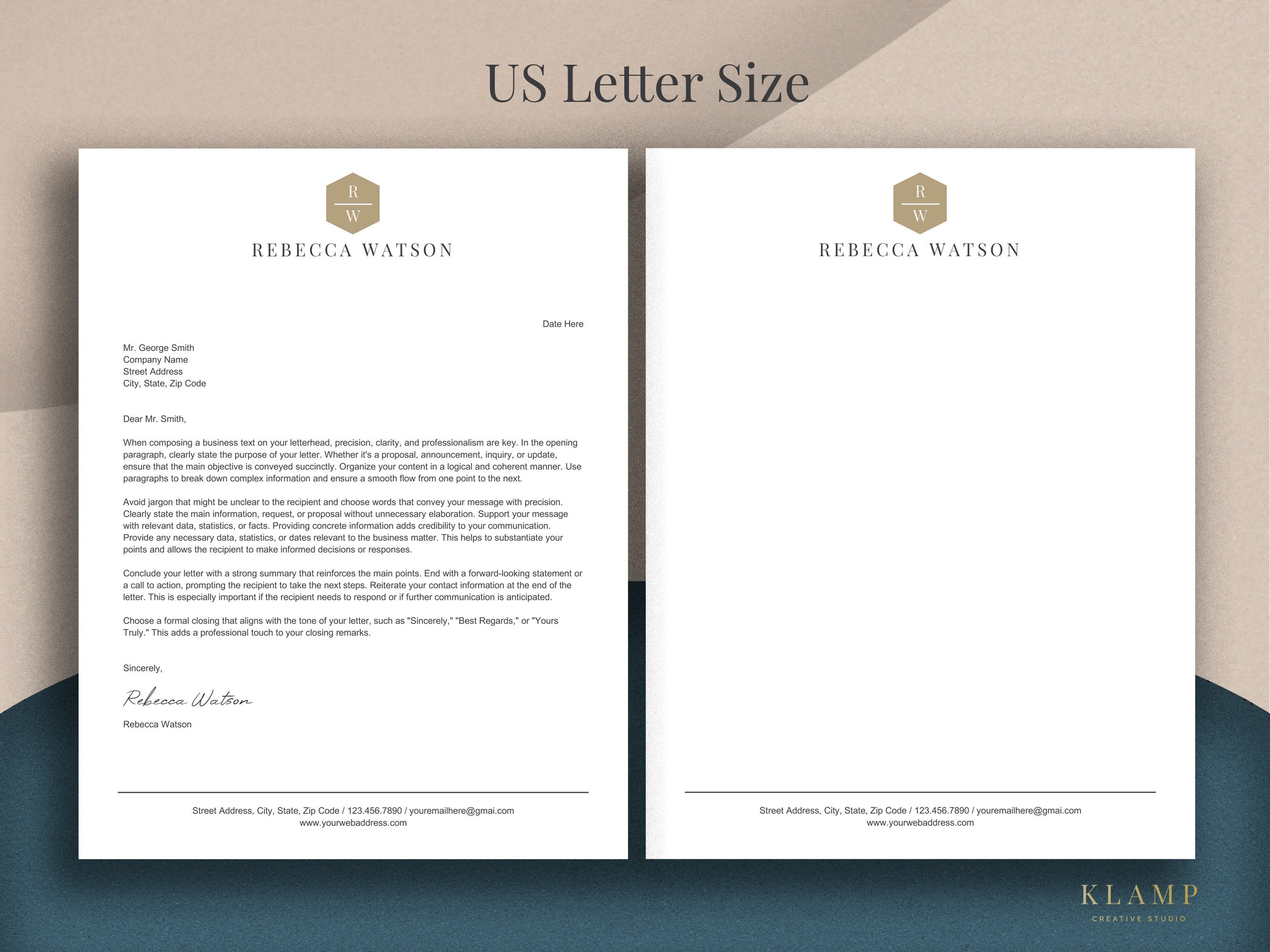 Letterhead Template for Word and Pages, Personalized Letterhead ...