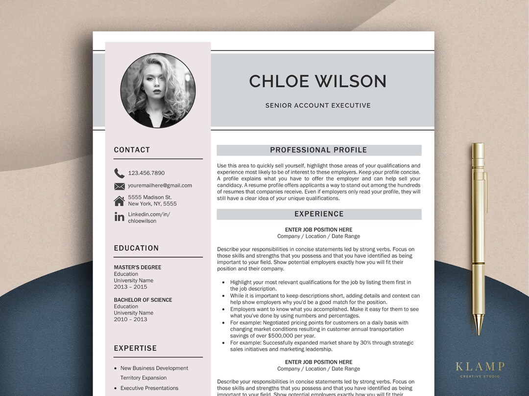 Resume Template for Word & Apple Pages With Matching Cover Letter ...