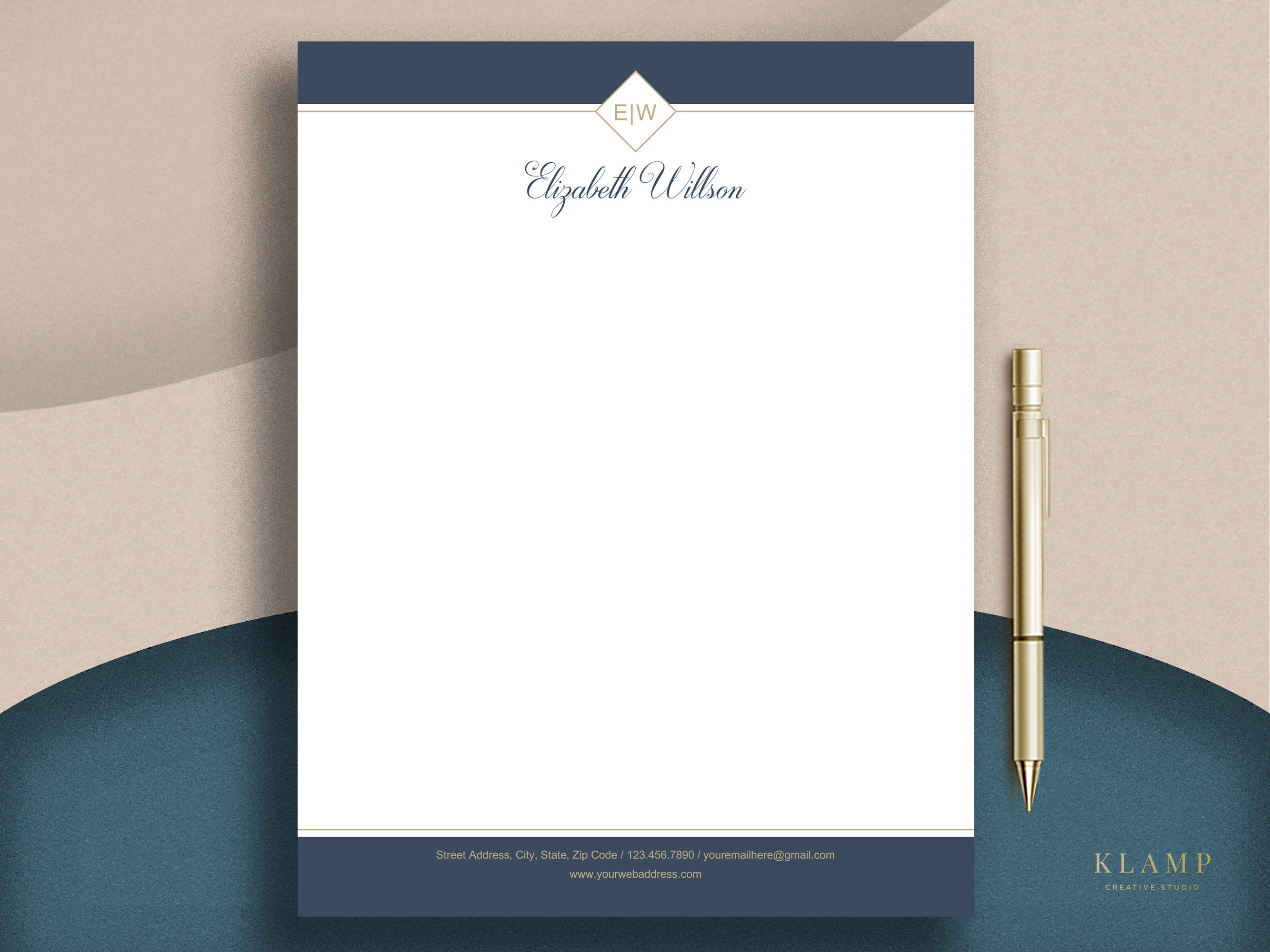 Letterhead Template for Word & Apple Pages, Personalized Letterhead ...