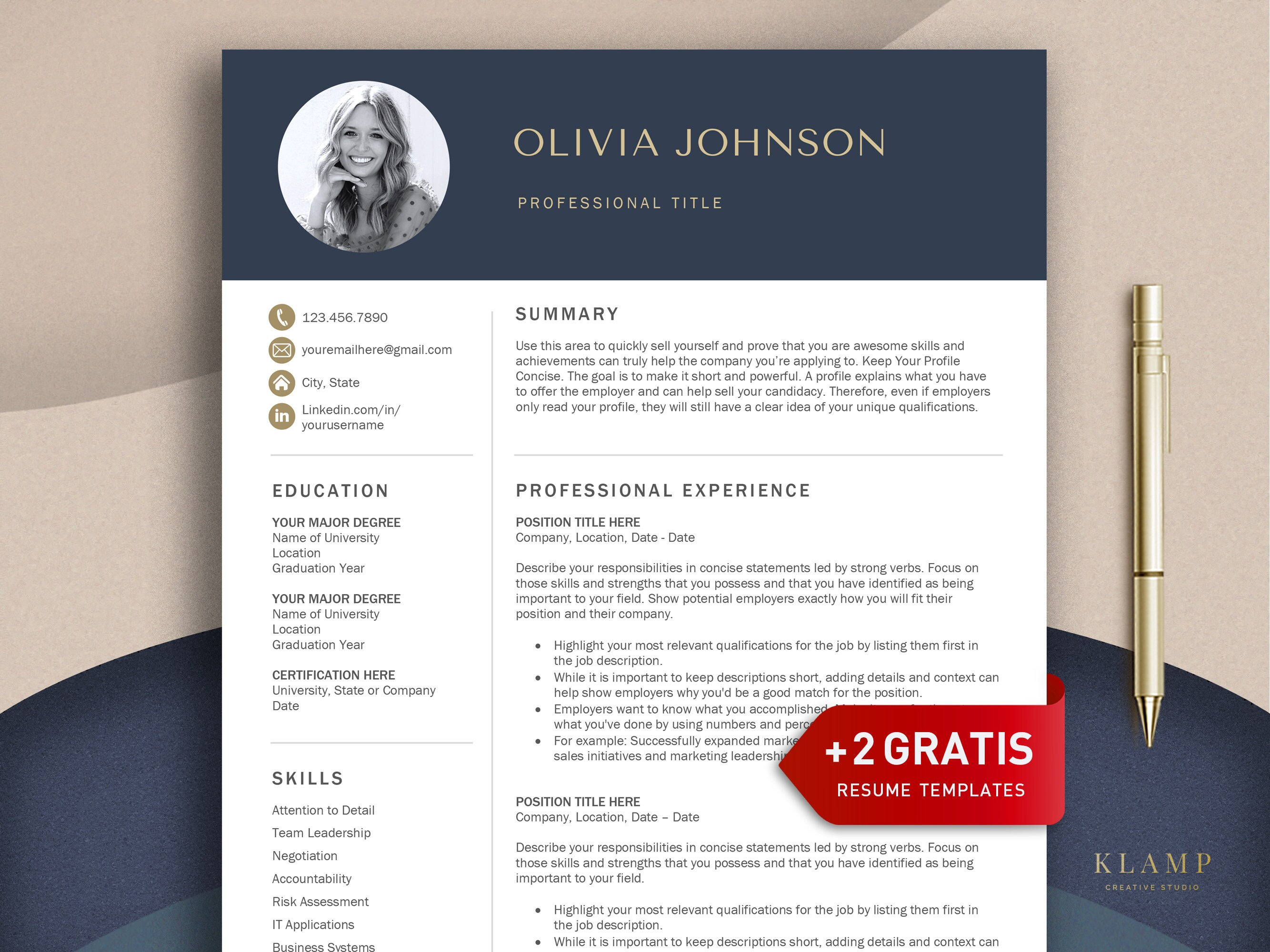 Executive Resume Template Word, Modern HR Manager Resume for Word ...