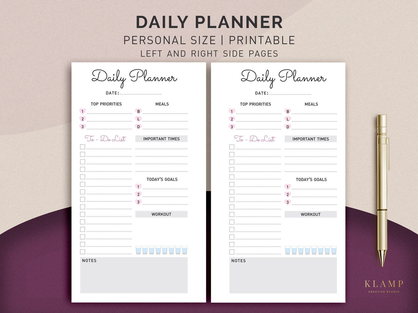 Personal Size Daily Planner Printable Planner Inserts, Daily Planner ...