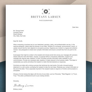 Photographer Letterhead Template for Word and Apple Pages, Business ...