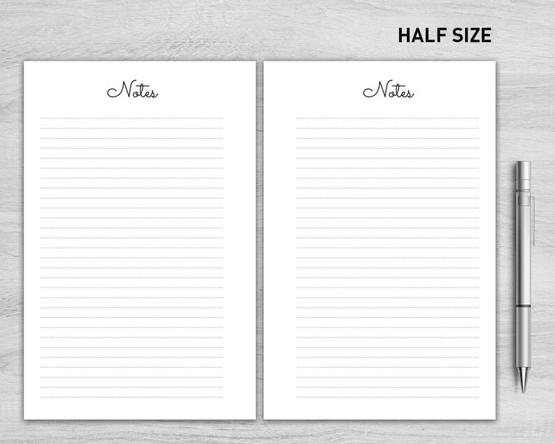 A5 Notes Page - Planner Page Refills Printable, Printable Notepaper ...