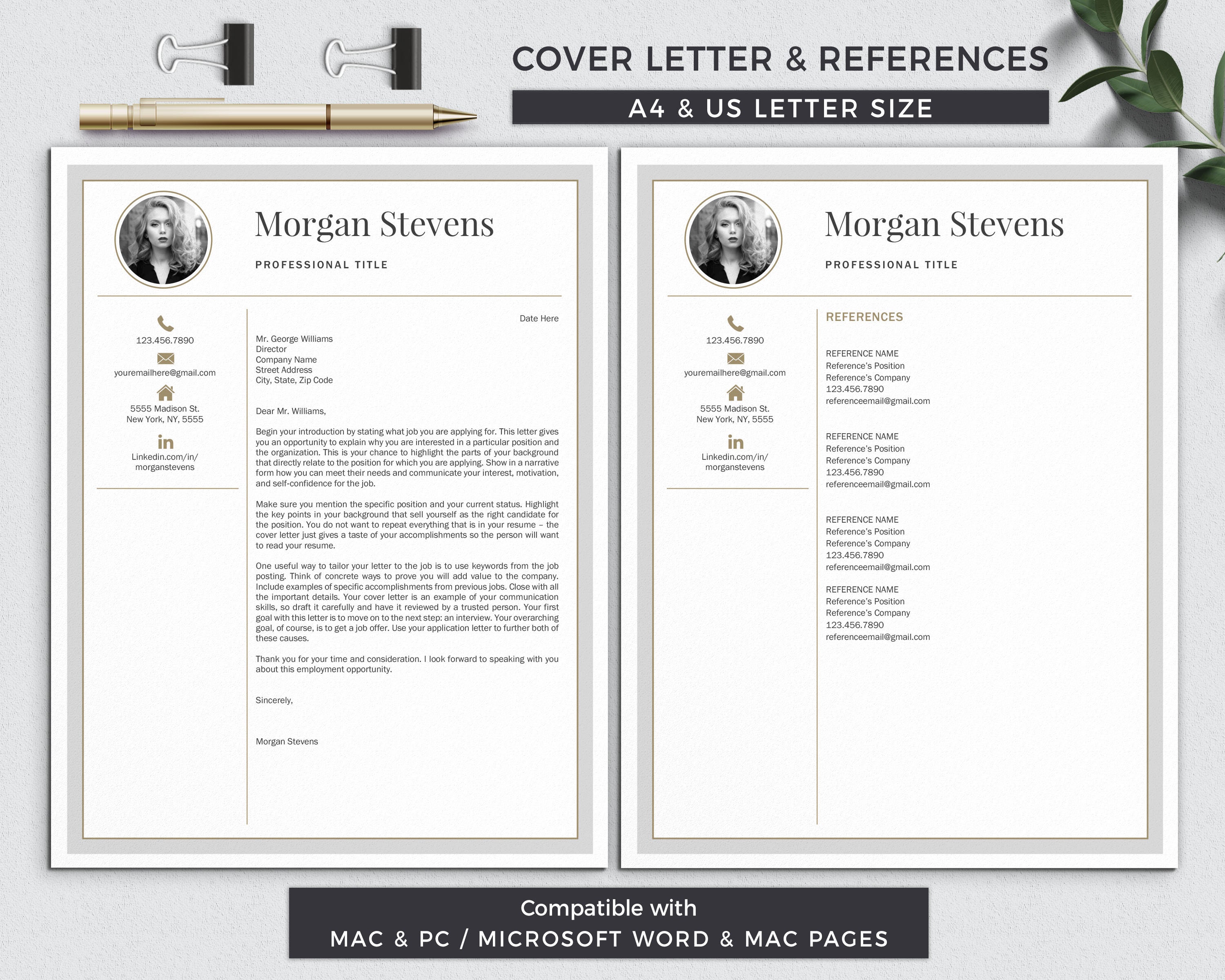 Resume Template Bundle Word and Pages Cover Letter - Etsy