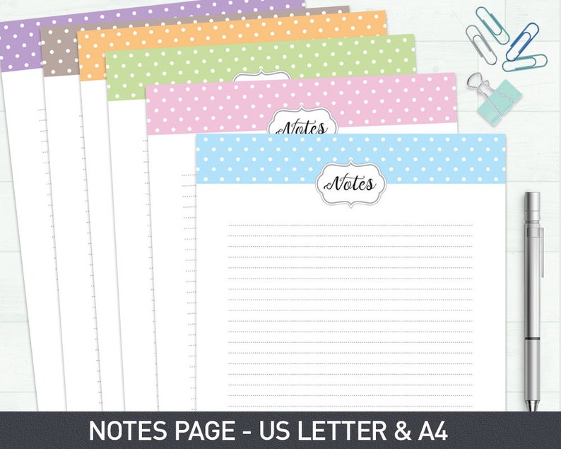 Notes Page Printable Filofax Inserts, Filofax Printable, Planner ...