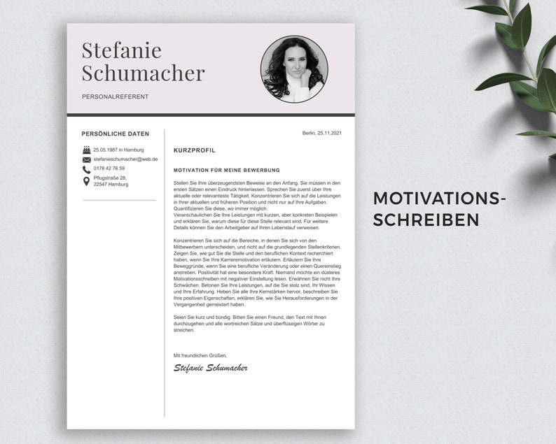 Application Template German Für Word Und Pages, Professionelle ...