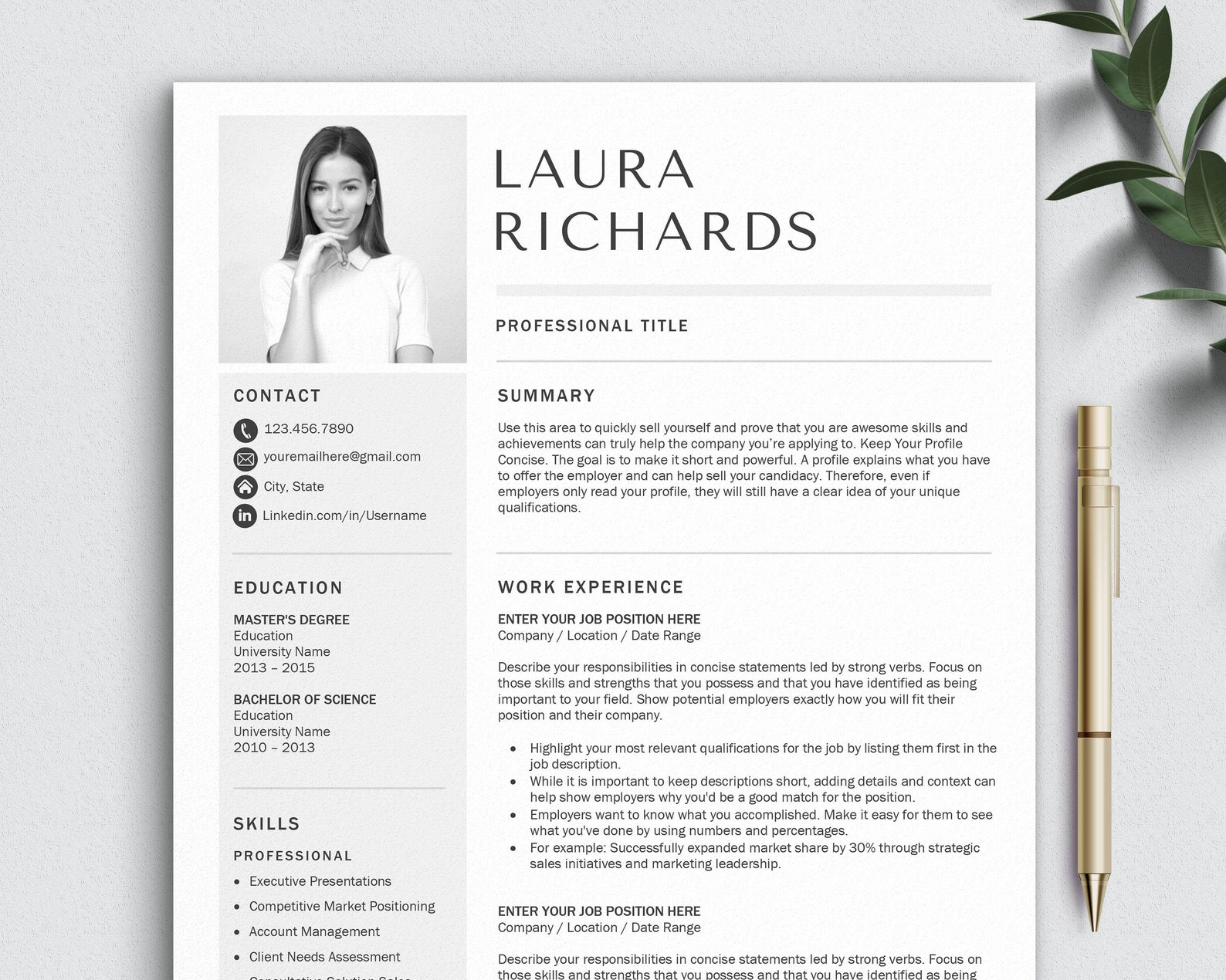 CV Template Resume Template With Photo Word and Pages - Etsy