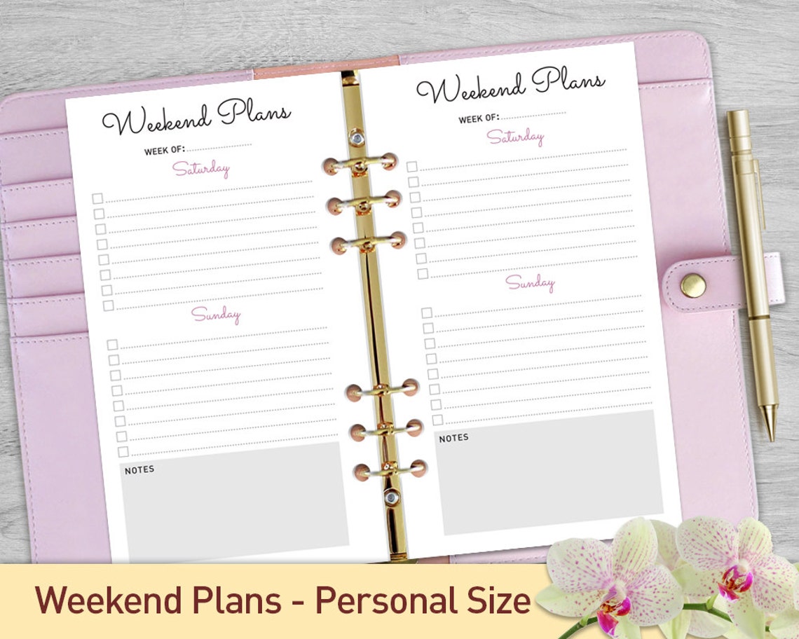Weekend Planner Printable Personal Size, Weekly Planner Inserts, Weekly ...
